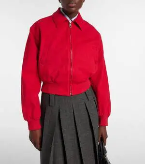 Prada Cropped Cotton Bomber Jacket