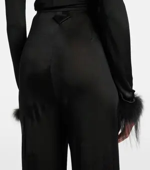 Prada Feather-trimmed Wide-leg Pants