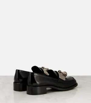 Prada Embellished Leather Loafers