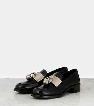 Prada Embellished Leather Loafers