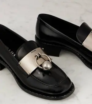 Prada Embellished Leather Loafers