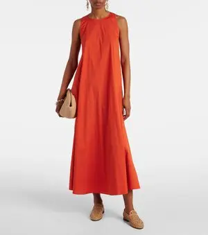 Max Mara Romea Cotton-blend Poplin Maxi Dress - Red