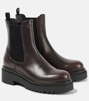 Prada Leather Chelsea Boots - Brown