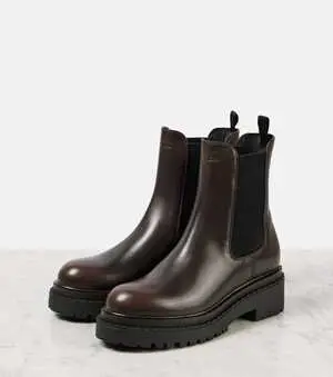 Prada Leather Chelsea Boots - Brown