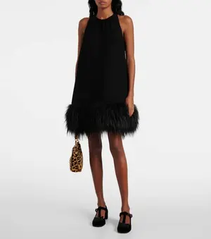 Prada Feather-trimmed Minidress