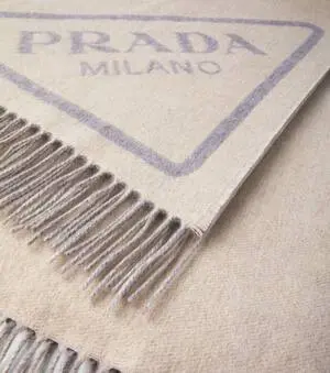 Prada Logo Jacquard Cashmere Blanket