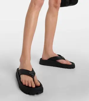 Prada Soft Cage Thong Sandals - Black