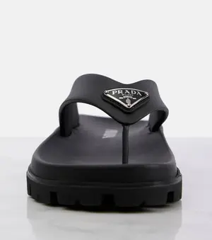 Prada Soft Cage Thong Sandals - Black