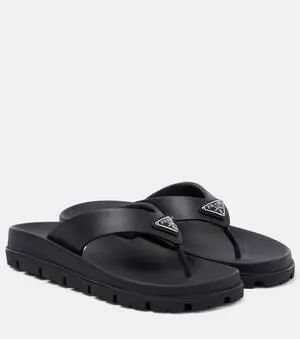Prada Soft Cage Thong Sandals - Black