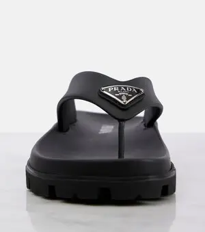 Prada Soft Cage Thong Sandals - Black