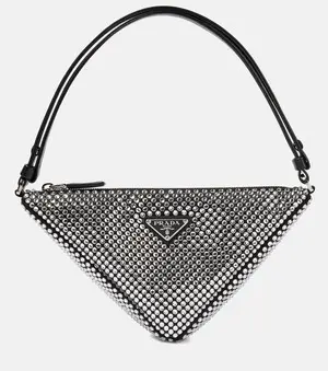 Prada Triangle Embellished Satin Pouch