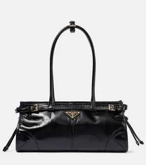 Prada Medium Leather Shoulder Bag - Black
