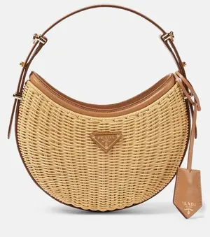 Prada Small Woven Shoulder Bag - Beige