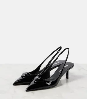 Prada Leather Slingback Pumps - Black