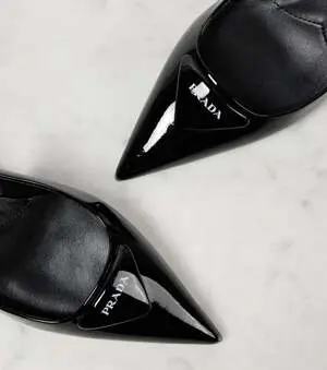 Prada Leather Slingback Pumps - Black