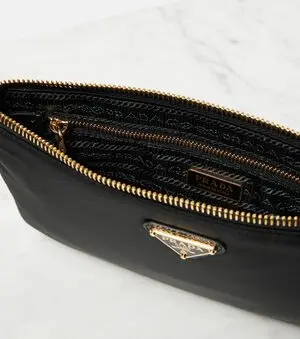 Prada Re-nylon Mini Pouch With Strap - Black