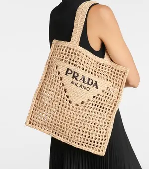 Prada Raffia-effect Crochet Shopper - Beige
