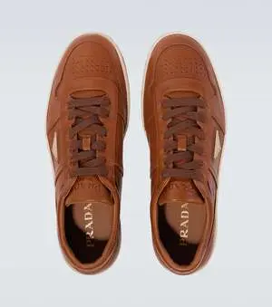 Prada Downtown Leather Sneakers - Brown