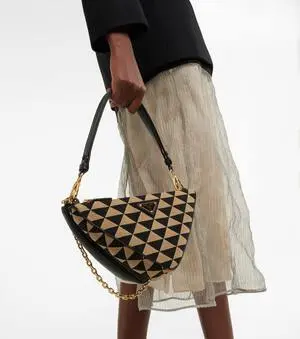 Prada Triangolo Mini Jacquard Shoulder Bag
