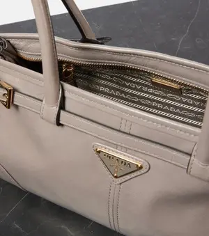 Prada Medium Leather Shoulder Bag - Grey