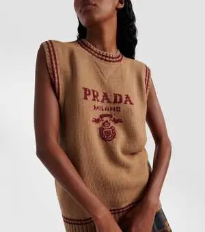 Prada Logo Wool And Cashmere Sweater Vest - Multicoloured