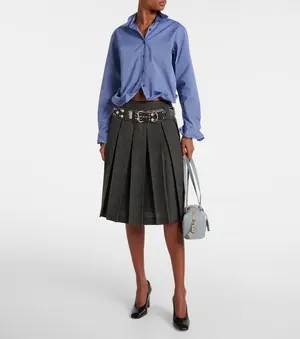 Prada Medium Leather Shoulder Bag - Blue