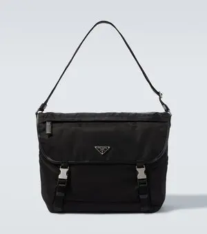 Prada Leather-trimmed Re-nylon Messenger Bag - Black