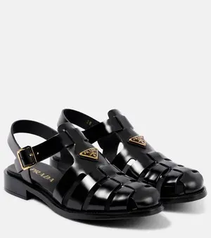 Prada Brushed Leather Fisherman Sandals - Black