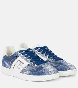 Balmain Swan Denim Sneakers - Blue