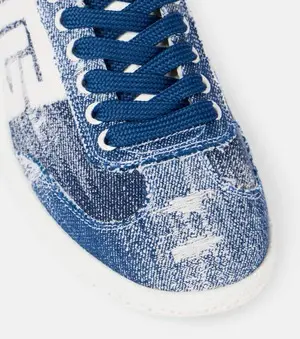 Balmain Swan Denim Sneakers