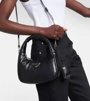 Prada Soft Mini Leather Tote Bag - Black