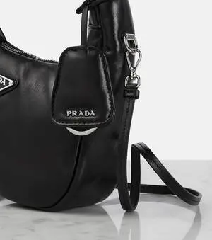 Prada Soft Mini Leather Tote Bag - Black