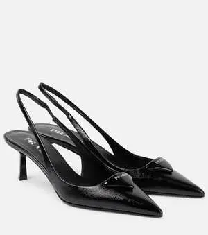 Prada Logo Leather Slingback Pumps
