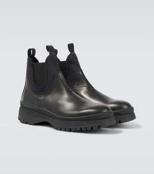 Prada Leather Chelsea Boots - Black