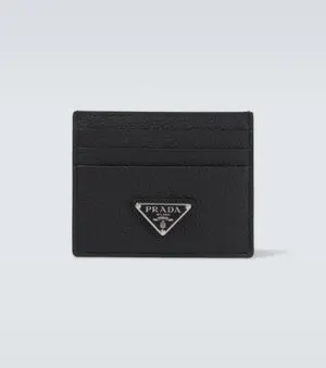 Prada Logo Leather Card Holder - Black