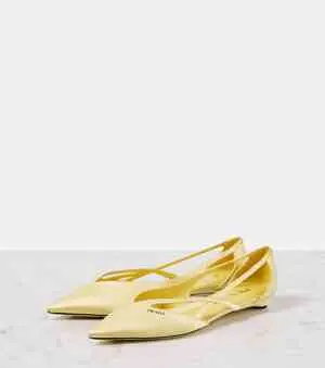 Prada Logo Satin Ballet Flats