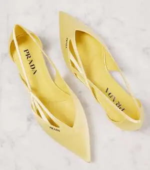 Prada Logo Satin Ballet Flats