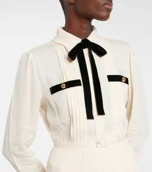 Prada Tie-neck Pleated Belted Shirt Dress