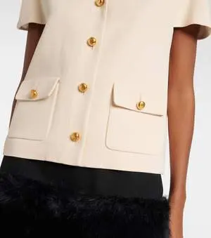 Prada Velvet-trimmed Sablé Top