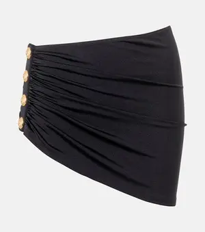 Balmain Draped Embellished Beach Cover-up - Black