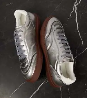 Brunello Cucinelli Metallic Leather Sneakers