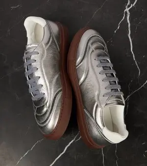 Brunello Cucinelli Metallic Leather Sneakers