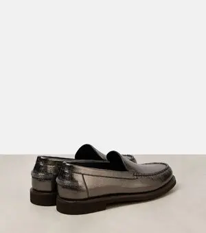 Brunello Cucinelli Metallic Leather Loafers