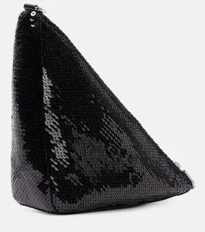 Prada Triangle Sequin Shoulder Bag - Black
