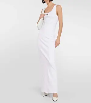 Prada Logo Cotton Jersey Maxi Dress