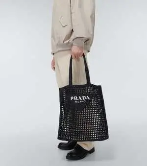 Prada Logo Crochet Tote Bag