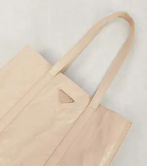 Prada Small Leather Tote Bag - Beige