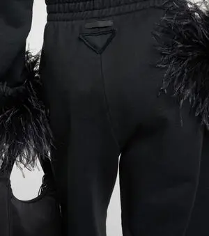 Prada Feather-trimmed Sweatpants