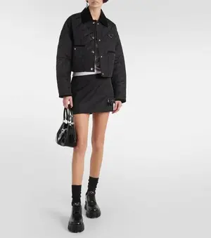 Prada Re-nylon Quilted Cropped Jacket - Black