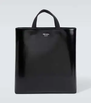 Prada Leather Tote Bag And Water Bottle Set - Black